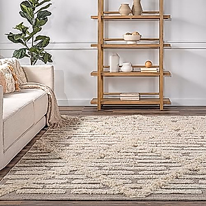 nuLOOM Kandice Contemporary Trellis Wool Blend Area Rug, 8x10, Beige