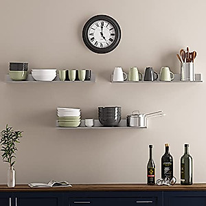 Wallniture Plat Stainless Steel Floating Shelves for Wall, 30.75" Metal Wall Shelves for Restaurant, Bar, Cafe, Kitchen Organization and Storage, Silver Set of 3