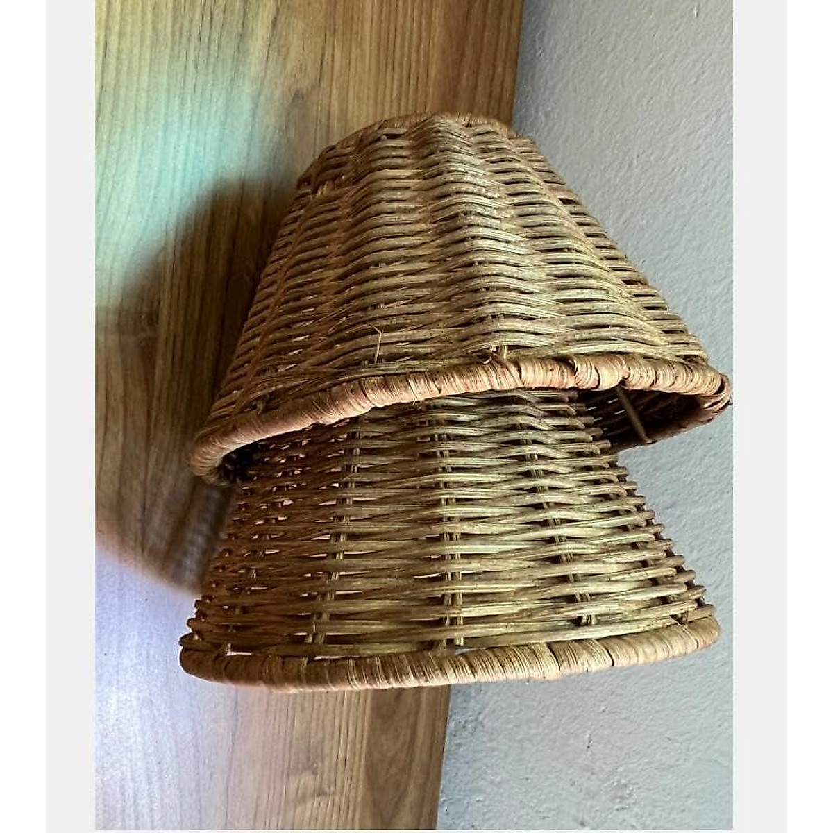 mini lampshades set of 2,mini rattan woven Lamp shade Set of 2,rattan small lampshade, boho replacement clip-on traditional shades