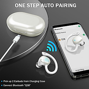 Wireless Earbuds Bluetooth Headphones, Bluetooth 5.3 Earbuds Sport Immersive HiFi Stereo Ear Buds, 48Hrs Earphones in Ear with Earhooks, HD Mic, IP7 Waterproof White Headset for Workout Running [2023]