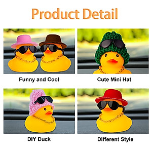 MuMyer Rubber Duck Car Ornaments Duck Car Dashboard Decorations for Car Dashboard Decoration Accessories with Mini Hat Swim Ring Necklace and Sunglasses