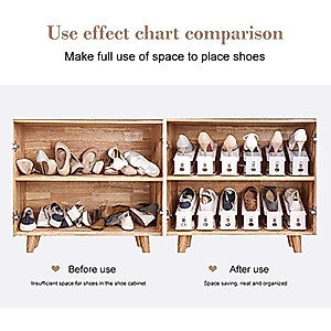 Queenbox Adjustable Shoe Slots Organizer 3-Level Height Plastic Double Layer Foldable Shoe Holder Mini Shoe Racks Space Saver Storage for High Heels Closets,Apricot 8 PCS