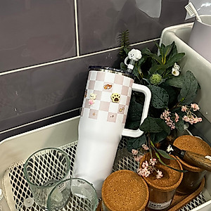 winiwo 40 oz Tumbler with Handle and Straw, D.I.Y Gift for Her, Stainless Steel Travel Mug, Iced Tea or Coffee, Insulated Tumbler with Stickers, Keeps Beverages Cold Up to 24 Hours