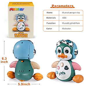 MOONTOY Penguin Musical Crawling Baby Toys with Light & Sound Infant Tummy Time Toys 3 4 5 6 7 8 9 10 11 12 18 Month Developmental Newborn Toddler Sensory Activity Walking Christmas 1st Birthday Gift