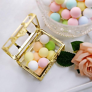 HAN SHENG 12 Pcs Transparency Treasure Chest Candy Boxes Wedding Favor Boxes Candy Storage Boxes Gift Boxes for Wedding Christmas Birthday Party Decorating Ornament Container (2.9''x2.0'',Gold)