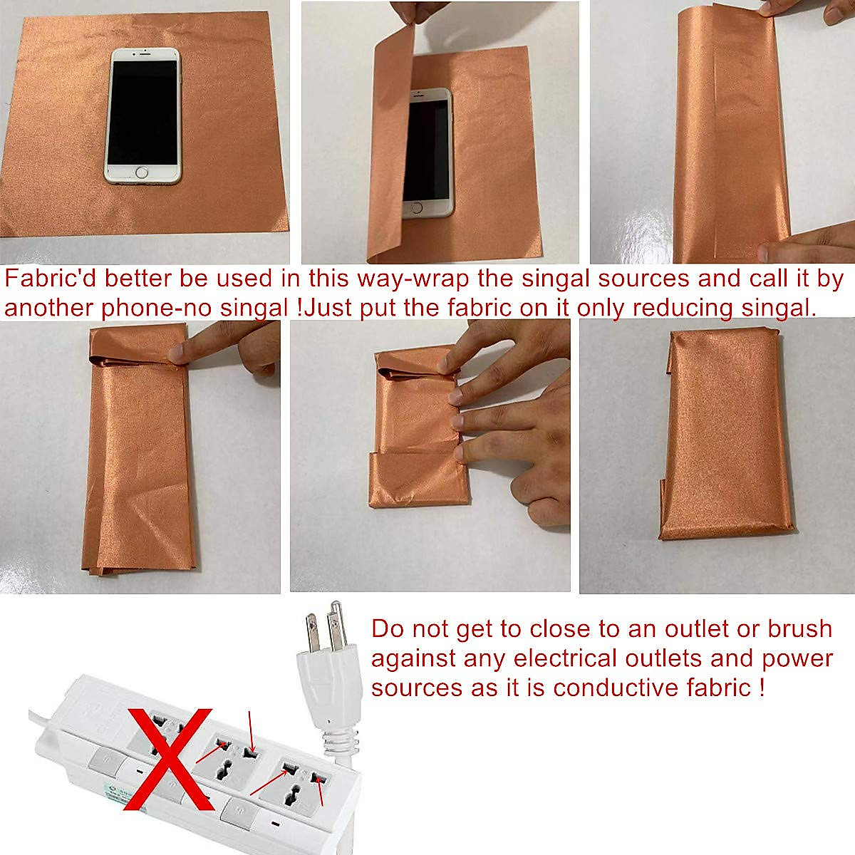 Pure Copper Fabric Blocking RFID/RF-Reduce EMF/EMI Protection Conductive Fabric for Smart Meters Prevent from Radiation/Singal/WiFi Golden Color 78"x43" inch