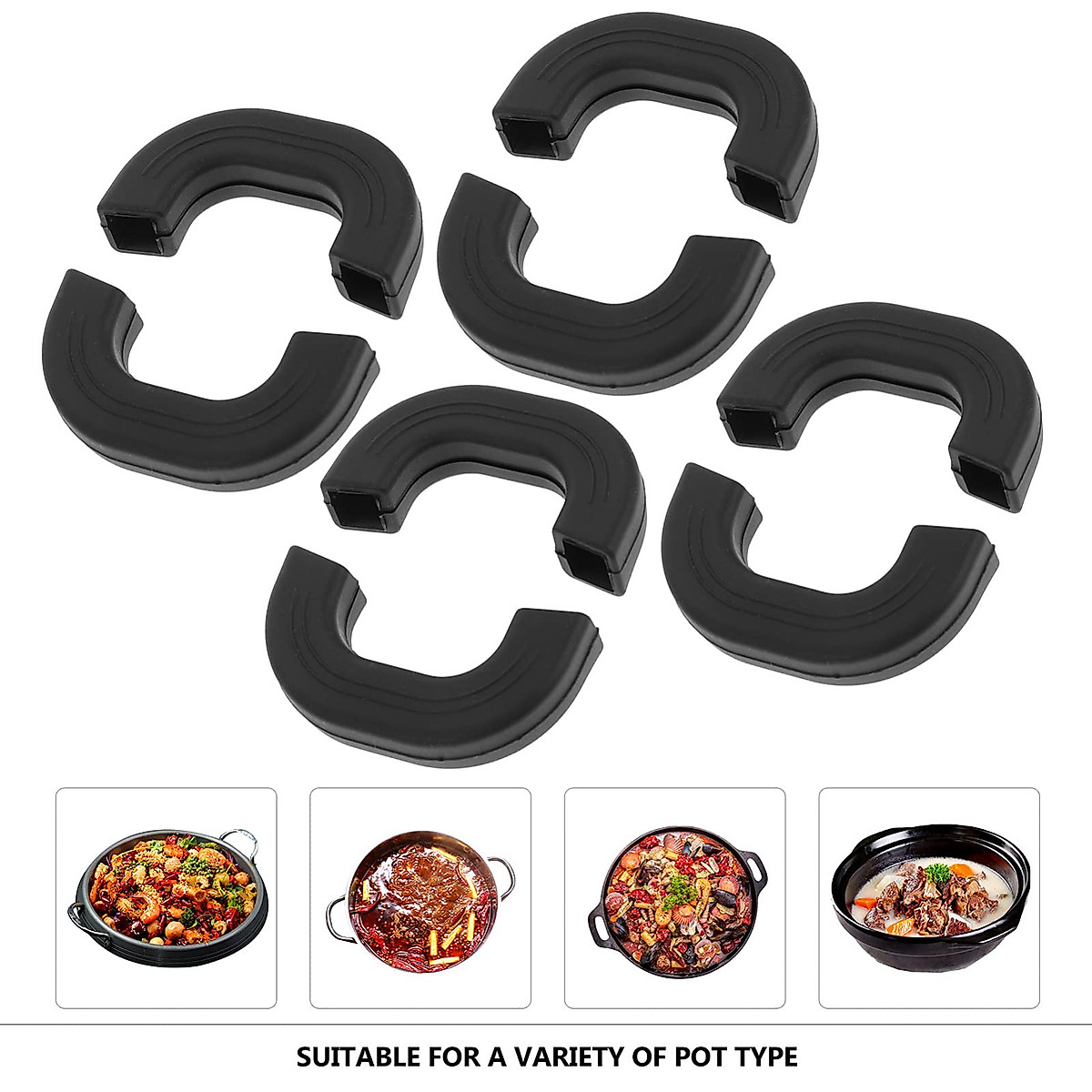 KICHOUSE 4pcs Pot Earrings Silicone Pot Hot Pan Handle Sleeve Pot Grip Cover Wok Assist Hot Handle Holder Silicone Hot Skillet Handle Metal Steamer Cast Iron Pot Rack Mini