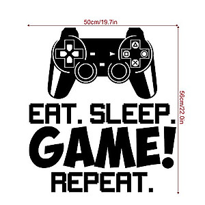 SITAKE Game Themed Wall Stickers Decor, EAT Sleep Game Repeat Controller Gaming Quotes for Boys Men, Kids Wall Decor and Wall Stickers for Playroom, 20.9 x 33.9 Inch