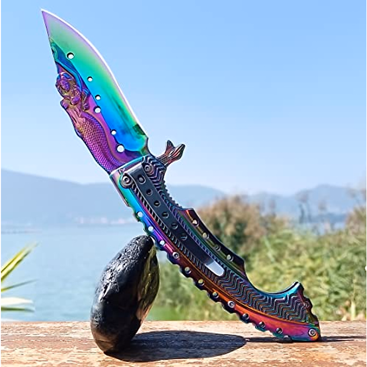 Vividstill Pocket Knife for Men, Cool Rainbow Folding Knife With 3D Mermaid, Great Gift Edc Knife For Men Outdoor Survival Camping Hiking（rainbow）