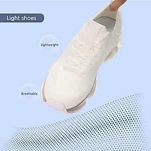 LUCKY STEP Women Air Cushion Fashion Sneakers Breathable Casual Comfortable Lightweight Walking Shoes(White,6 B(M) US)