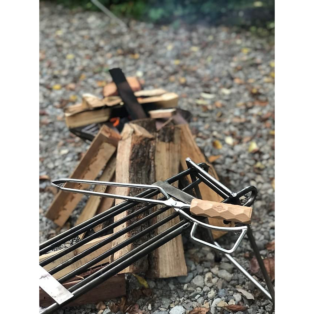 CAMPINGMOON Stainless Steel Fireplace Firewood Tongs MS-42