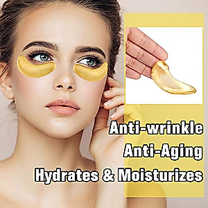 DELISOUL 30 Pairs 24K Gold Collagen Under Eye Masks Crystal Eye Patches Gel Moisturizing Anti Aging Hydrating Reducing Puffiness Dark Circles and Wrinkles Eye Pads for Women and Men