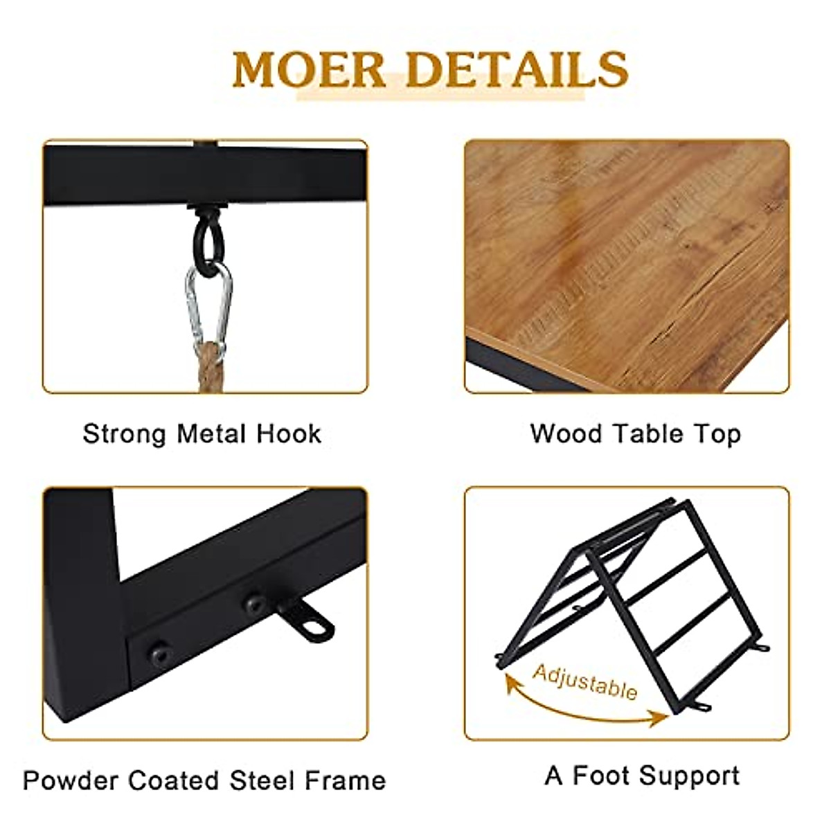 Kinfant Outdoor Patio Swing Chairs - Garden Chair Set with Table for Adults 2 Person Swing Set