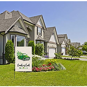 PTFNY St. Patrick's Day Garden Flag Truck Loads of Luck Clovers Irish Green Shamrocks Saint Patrick's Day Yard Flags Double Sided 12 x 18 Inch St. Patty's Outdoor House Yard Lawn Decorations