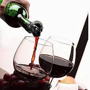 Ackron Skull Wine Stoppers Wine Pourer Spout Decorative for Whisky Wedding Wine Beverage Halloween Christmas Souvenirs Gift Home Kitchen 2 pieces (Black) (Black)