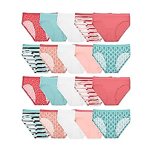 Fruit of the Loom Girls' Cotton Hipster Underwear, 20 Pack-Fashion Assorted, 8