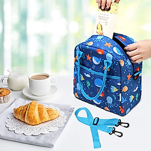 VASCHY Lunch Box Bag for Kids, Insulated Lightweight Lunch Tote for Children Boys and Girls School Daycare Kindergarten Ocean