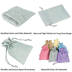 AKLVBL 24 Pack 3.9x5.2 Inch Mixed Color Burlap Favor Gift Bags, Small Gift Bags,Linen Jewelry Pouches with Drawstring for Gifts and Wedding Party