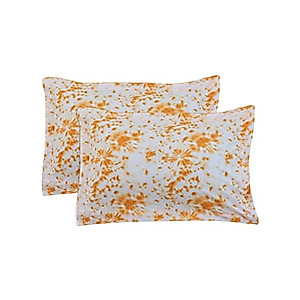 Elegant Comfort Reversible 10-Piece Comforter Set, Tie-Dye Print, Decorative Pillow and Fitted Sheet with Smart Pockets, Soft, Plush, Lightweight Material, 10pc Tie-Dye Set, King, Orange