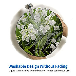 Gaming Round Lily of The Valley Flowers Mouse Pad for Computer, Thick Rubber Laptop Desk Mat,Cute Office Gift,8 Inch