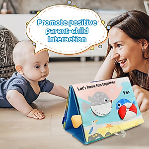 Baby Toys 0-6 Months, Tummy Time Mirror for Infant 0-3-6-12 Months Old, Newborn Sensory Gifts for Brain Montessori Development, Boys & Girls Toy, High Contrast Activity Crinkle Book w Safe Mirror
