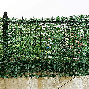 Giantex Artificial Faux Ivy Privacy Fence, 95"x40" Artificial Hedge Faux Ivy Vine Leaf Greenery Wall Screen, Decorative Trellis Fence Covering for Outdoor Porch Garden Patio