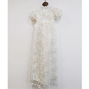 Abaowedding® Lace Christening Gowns Baby Baptism Dress Newborn Baby Dress (9 M) White