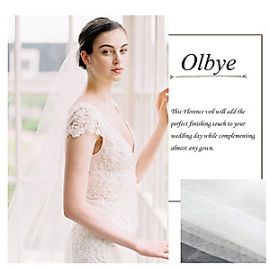 Olbye Women’s Wedding Veil 108 Inch Cathedral Veil Single Tier 1T Long Veils for Brides Soft Sheer Ivory Veil (Light Ivory)