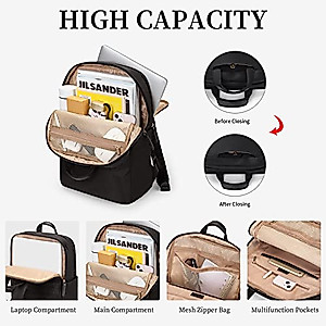 GOLF SUPAGS Travel Laptop Backpack for Women Anti Theft Slim Durable College Bookbag Business Computer Bag Fit 15.6 Inch Notebook (Black, 15.6 Inch)