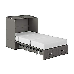 AFI Southampton Murphy Bed Chest with Charging Station, Twin XL, Grey