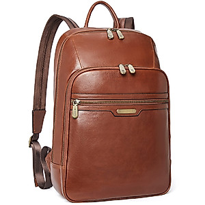BOSTANTEN Men Leather Backpack, Vegetable Tanned Full Grain Leather 15.6 Inch Computer Backpack Business Work Daypack Vintage Travel Bags Redbrown
