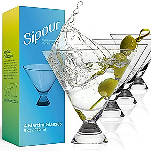 Stemless Martini Glasses Set of 4 (7.5 oz) – Cocktail Glasses for Any Drink – Luxury Party Hosting Margarita Glasses – Hand-Blown Crystal Martini Glasses – Elegant Home Glassware