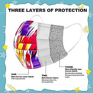 Sheal Kids 100pcs 3-Ply Disposable Face Masks 5-Colorful Tie Dye Printed Design for 4-12 Years Children