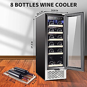 Old Canal VINERIE 18 Bottles Wine Cooler Refridgerators, Freestanding Fridge with QUIET Cooling Technology & Tempered Glass Door, 41F-71.6F Digital Temperature Control