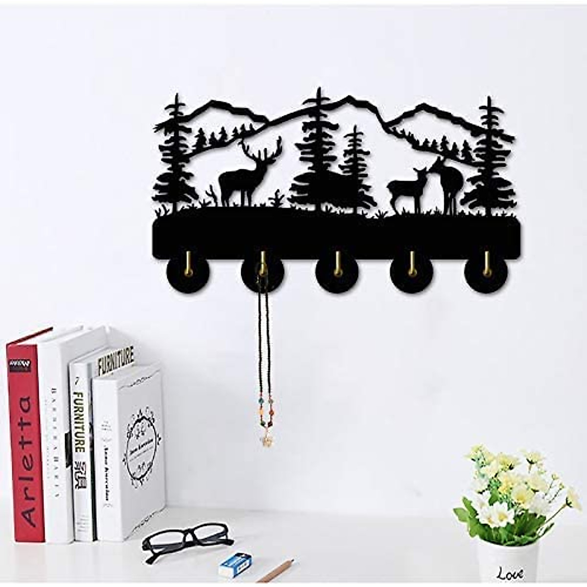 Wild Animals Elk Decorative Wall Hanger Family Clothes Wall Hooks Coat Rack Keys Holder Organizer Hook Animal Decorative Wall Hooks Hanger Handbag Keyring Holder Gifts for Relatives (Elk)