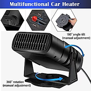 12V Car Heater Defroster,Upgraded 2 in 1 Auto Car Windshield Heater Cooling Fan Auto Defogger 360° Rotatable Fast Heating Quickly Defrost