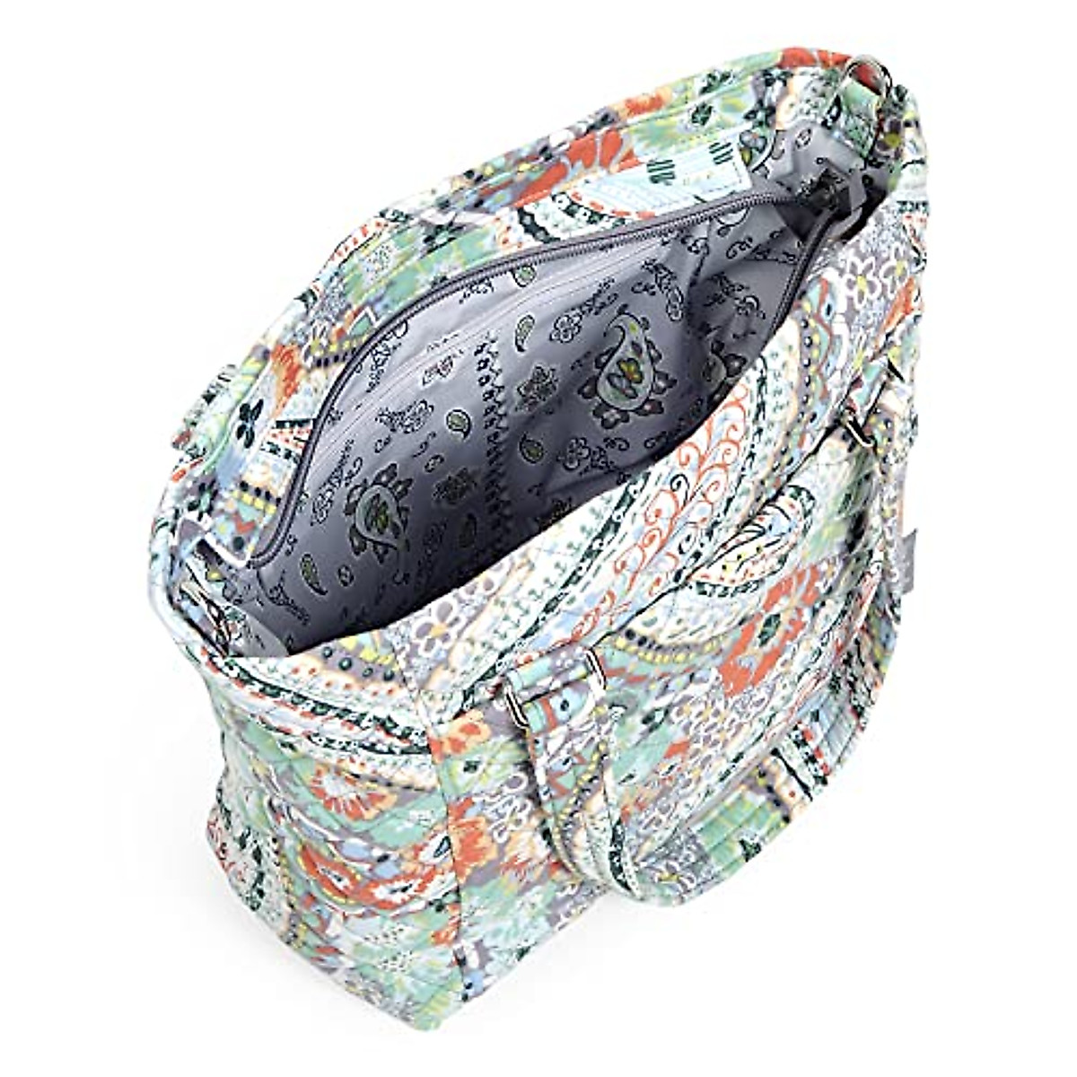 Vera Bradley Women's Cotton Multi-Strap Shoulder Satchel Purse, Citrus Paisley - Recycled Cotton, One Size