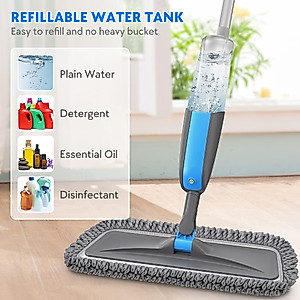 Spray Mop for Floor Cleaning, Microfiber Dust Hardwood Floor Mop, Wet Spray Mop for Wood Laminate Tile Vinyl Floor Home Kitchen Dry Flat Mop with 3 Washable Reusable Pads 1 Refillable Bottle