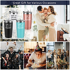 Gtmileo Thank You Gifts, 4 Pack Thank You For Being Awesome Stainless Steel Insulated Travel Tumbler, Appreciation Christmas Gifts for Women Men Coworker Teacher Employee Friends(20oz, Multi Color)