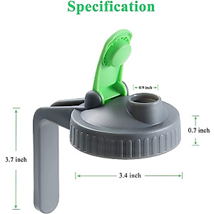 Wide Mouth Mason Jar Pour Spout Lids with Handle Reusable Plastic Flip Cap Lid,Leak-proof Airtight Seal Black, 86mm (Jar Not Included)