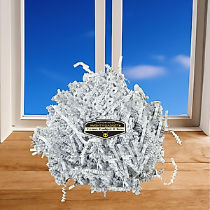 Mighty Gadget 1 LB White Crinkle Cut Paper Shred Filler for Gift Wrapping & Basket Filling (Made in the USA)