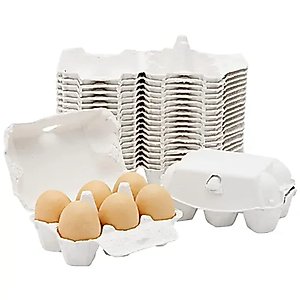 Midautoo 50 Pieces Paper Egg Cartons for Chicken Eggs Pulp Fiber Holder Bulk Holds 6 Count Eggs Farm Market Travel