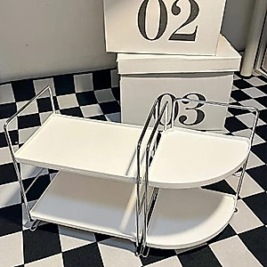 KINGBERWI 2 Tier Bathroom Organizer Countertop, Vanity Counter Skincare Makeup Organizer Holder, Bathroom sink Countertop Storage Shelf, Silver