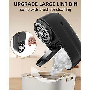 Fabric Shaver and Lint Remover, 2600mAh Shaver and Lint Brush 2 in 1, 6-Leaf Blades, Sweater Defuzzer, Quickly Remove Fuzz Lint Balls for Clothes, Sweater, Couch, Blanket, Curtain, Wool, Cashmere