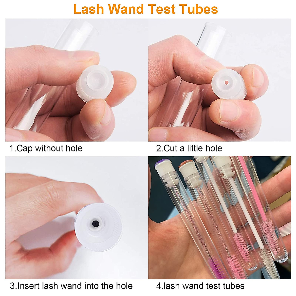 DIRBUY 250Pcs Test Tubes with Caps, 16x100mm Plastic Test Tubes with Caps for Scientific Experiments, Bath Salts, Candy Storage, Party Favors, Halloween