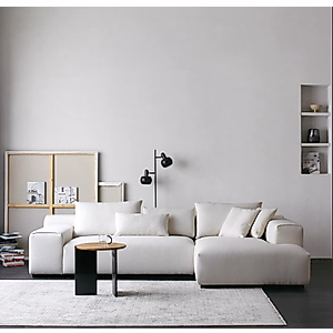 Acanva Modern Minimalist Sofa with Extra Deep Seats for Living Room, Bedroom and Lounge, L-Shaped Sectional Couch with Right Chaise,White