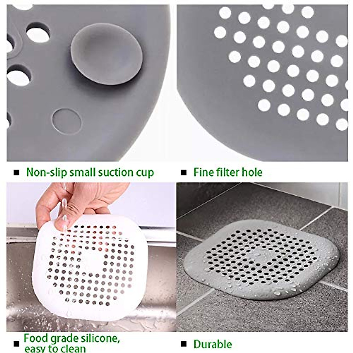 WeTest 2 Pcs Silicone Kitchen Sink Strainer, Filter for Kitchen Bathroom Tub, Kitchen Shower Drain Cover Hair Catcher 2019