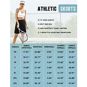 LouKeith Womens Knee Length Tennis Skorts Skirts Athletic Golf Skirts Casual High Waisted Drawstring Skirts with Pockets Colorful Flowers XL