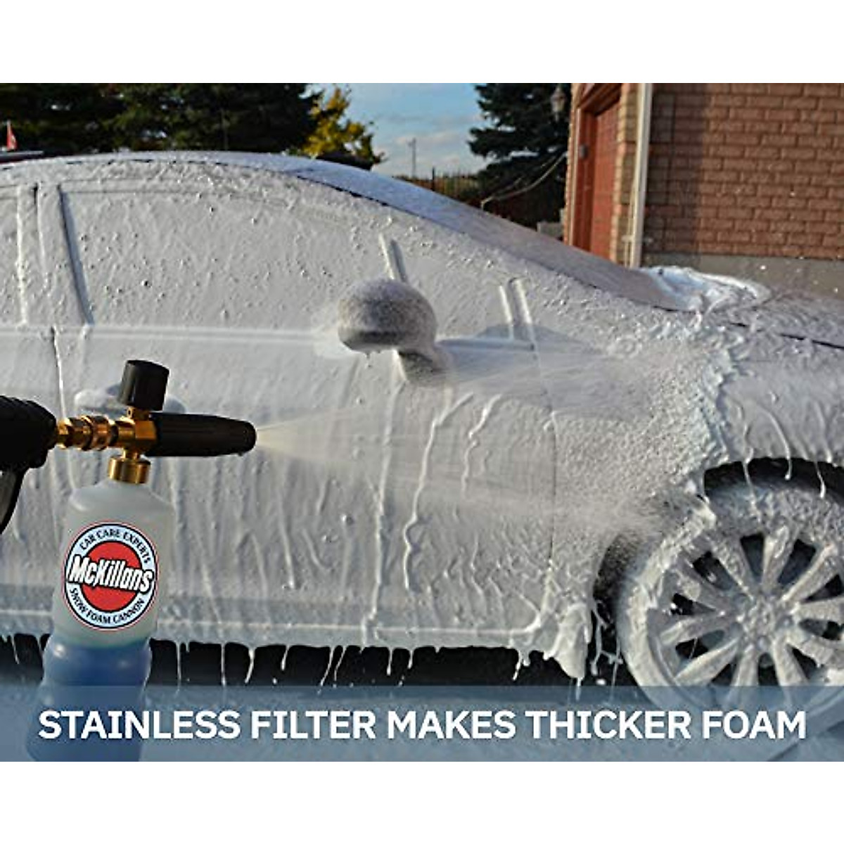 McKillans Car Wash Foam Cannon for Pressure Washer - Foam Cannon Lance Pressure Washer Soap Dispenser - Snow Foam Cannon for Car Washing with Adjustable Thick Foam - Including 1/4 Quick Connector