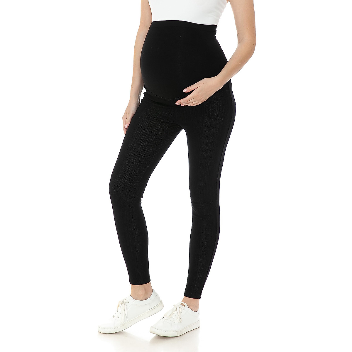 Leggings Depot Women's Maternity Jeans Pregnancy Denim Jeggings (Full Length, Black, X-Large)